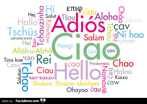 Ciao in tutte le lingue - Facciabuco.com